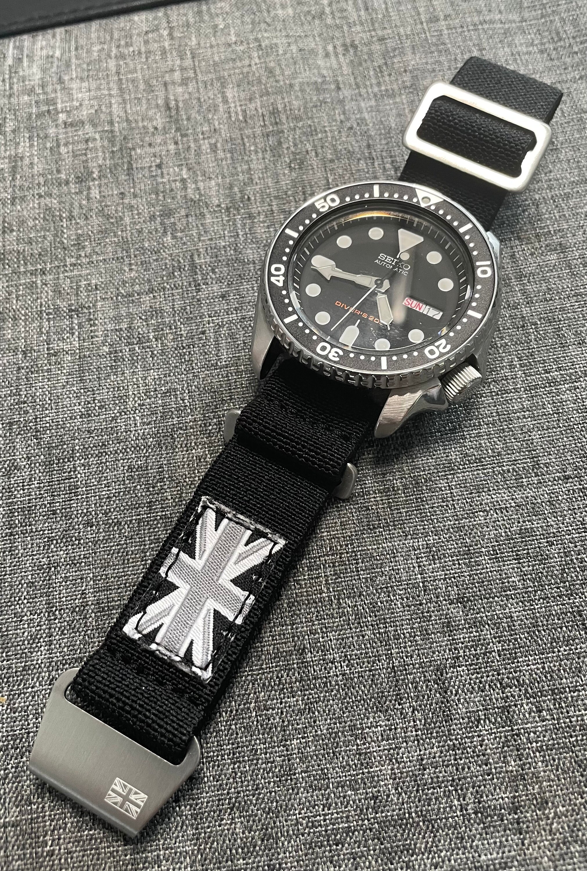 UK Marine Nationale Military Watch Strap / Black / Stainless Steel ...