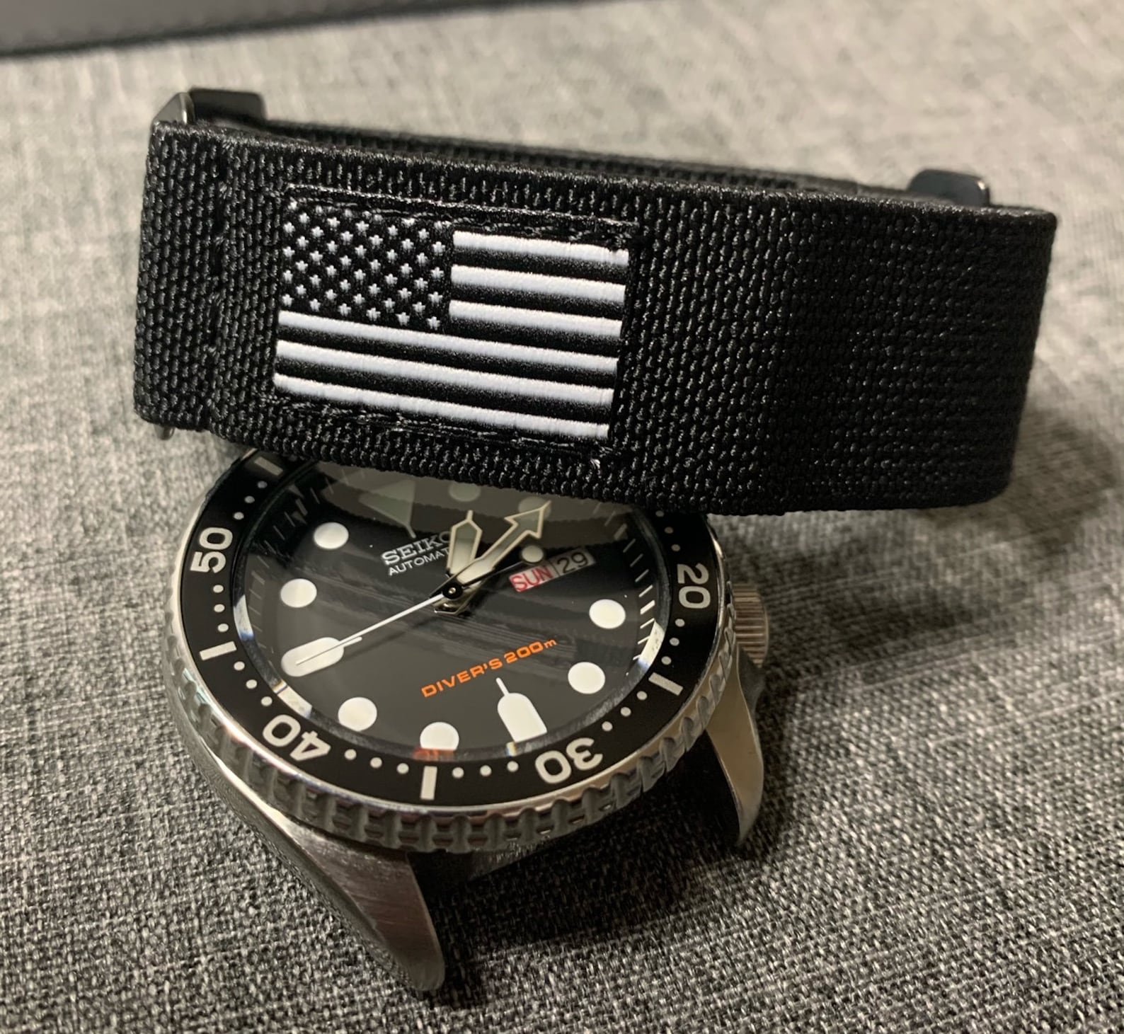 US Military Marine Nationale Nylon Watch Strap / PVD Black Steel / New ...