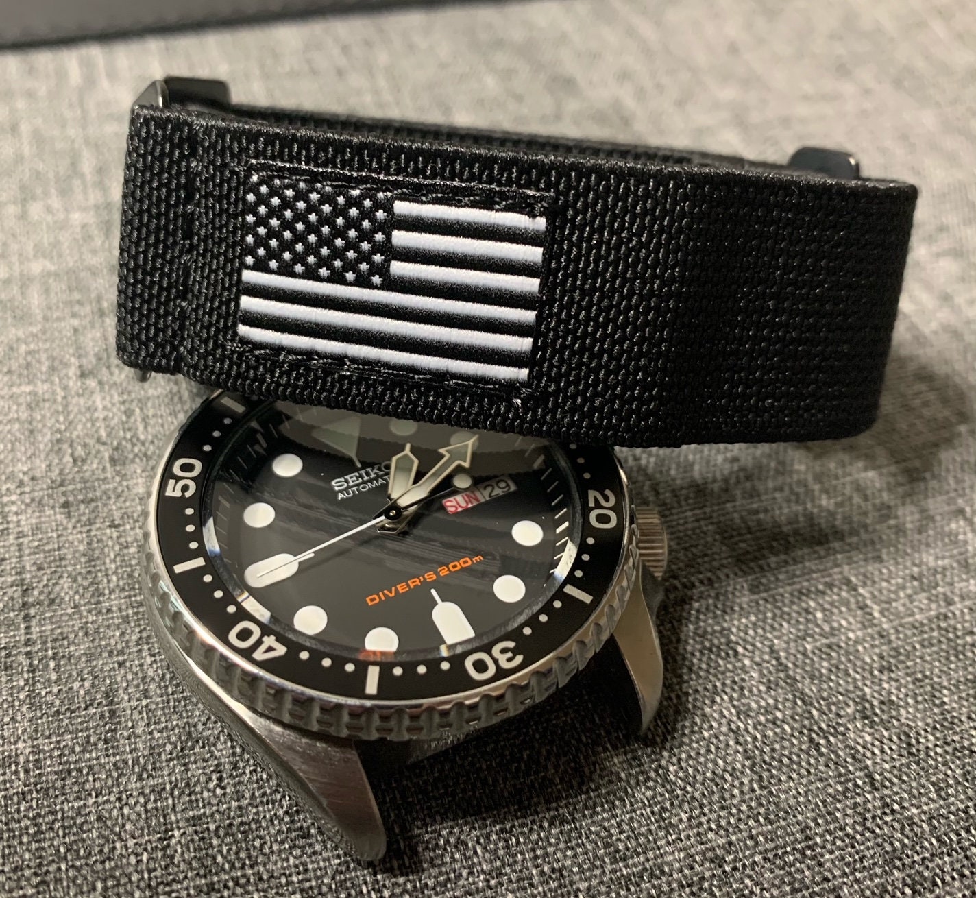 US Military Marine Nationale Nylon Watch Strap / PVD Black Steel / New ...