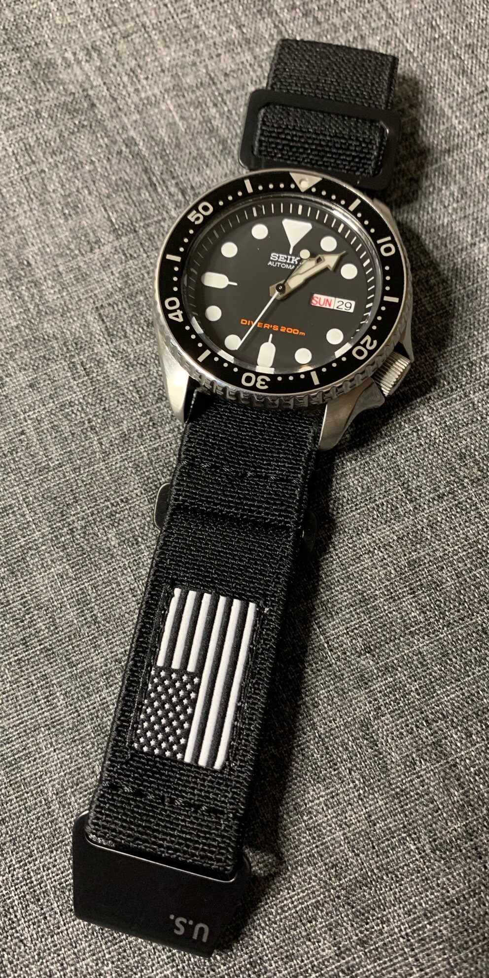 US Military Marine Nationale Nylon Watch Strap / PVD Black Steel / New ...
