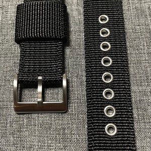 Nylon Stitched Watch Strap 2pc / Steel Eyelets / Matte Black / 316 ...