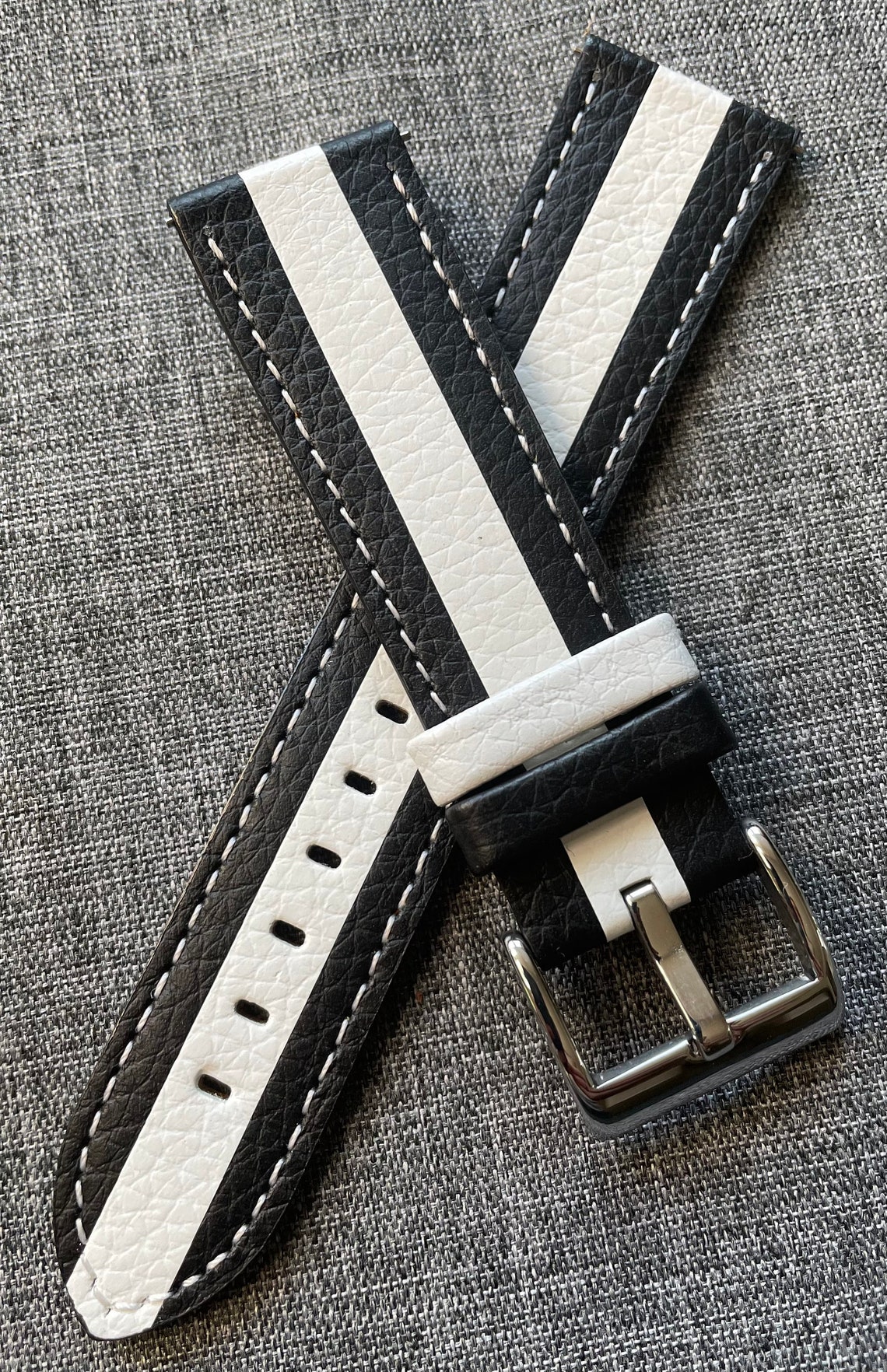 Top Grain Quality Leather / Rally Style Watch Strap / Black | Etsy