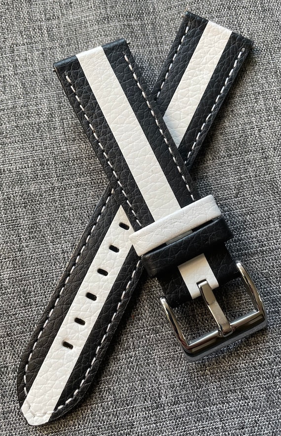 Top Grain Quality Leather / Rally Style Watch Strap / Black | Etsy