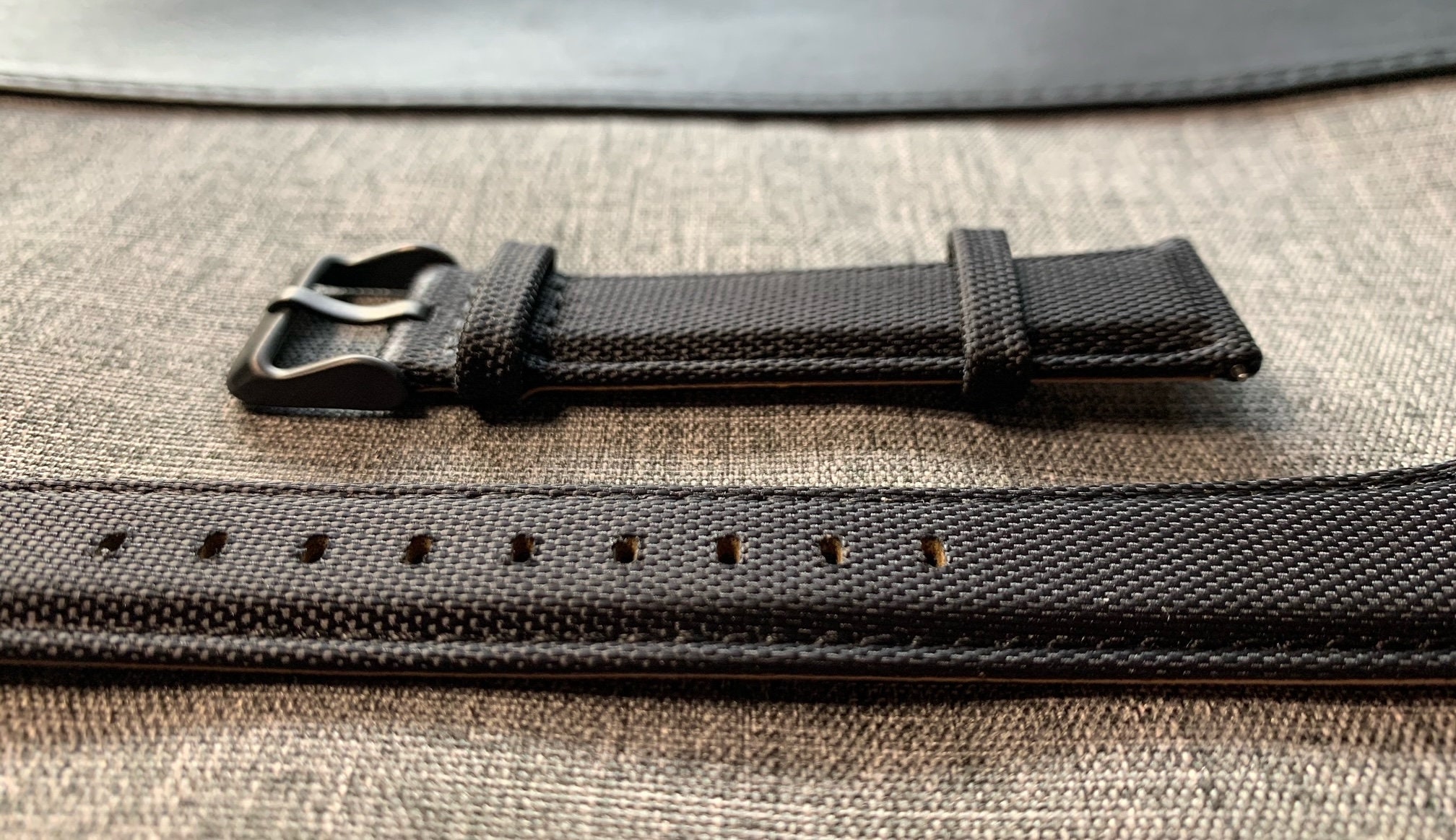 Premium Sailcloth Leather Stitched Watch Strap / Black / Quick | Etsy