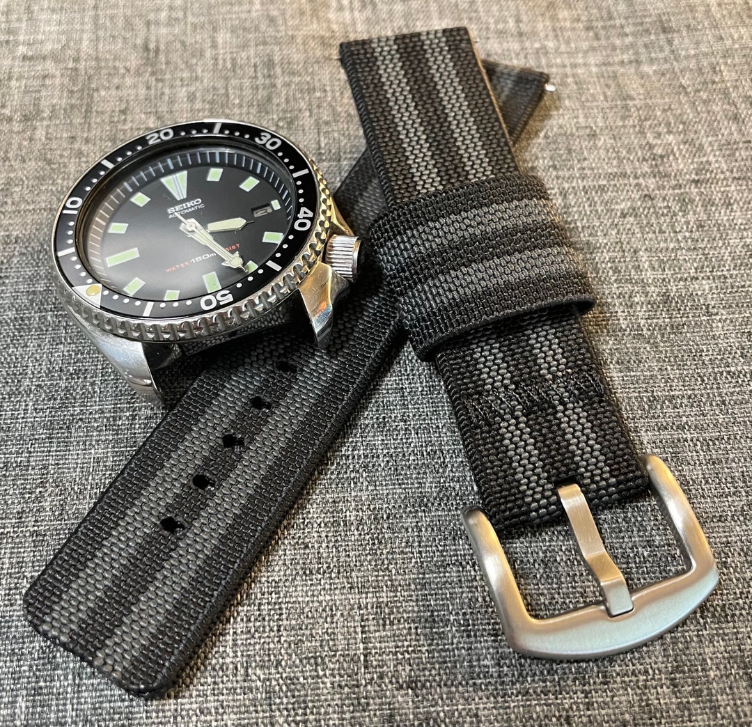 Sports Watch Strap / Premium Nylon / BOND Grey and Black / Brushed ...