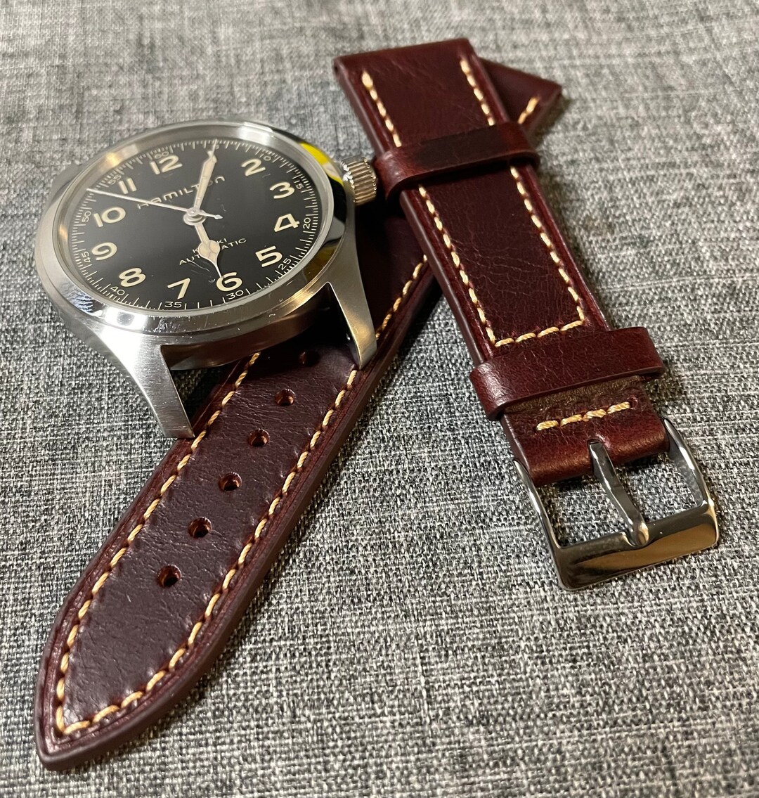 Italian Leather – Premium Vintage Oiled Leather Watch Strap - Ruby ...