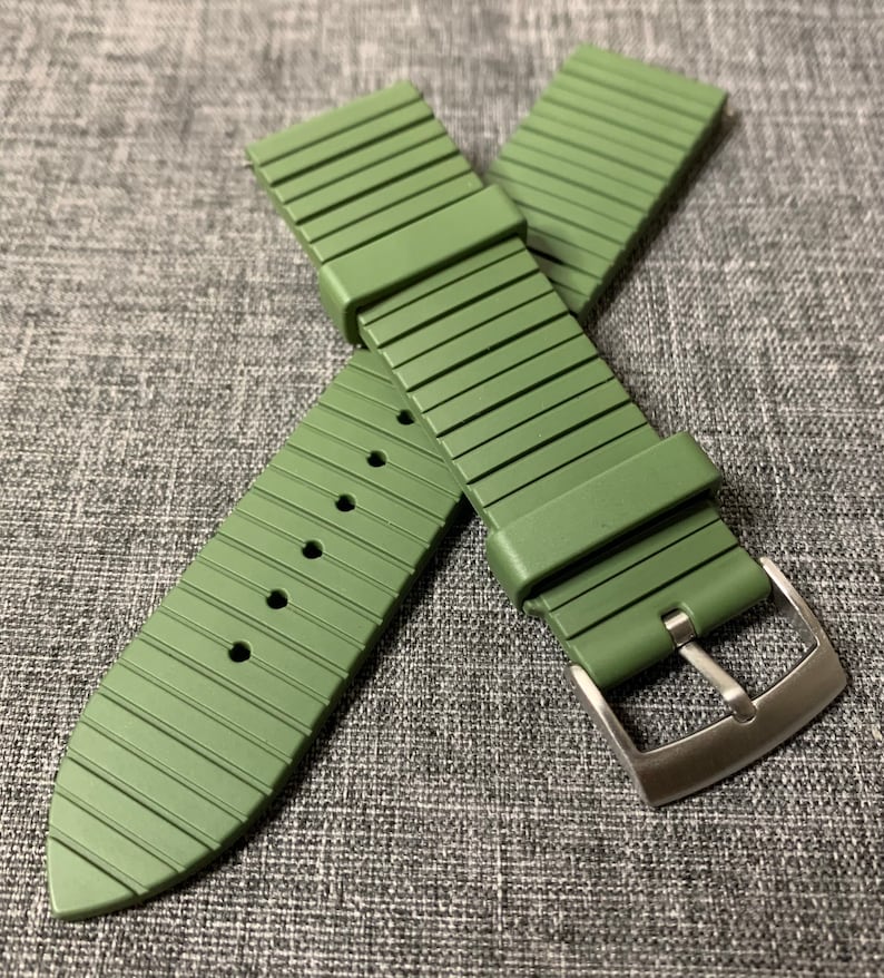 Premium FKM Rubber Tropic Divers Watch Strap / Military Green | Etsy