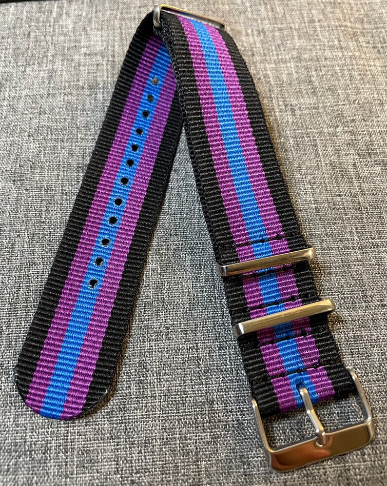 Basic Nylon Military Loop Watch Strap / Black Purple Blue - Etsy
