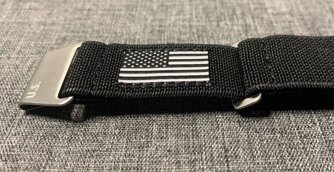 US Military Marine Nationale Nylon Watch Strap / PVD Black Steel / New ...