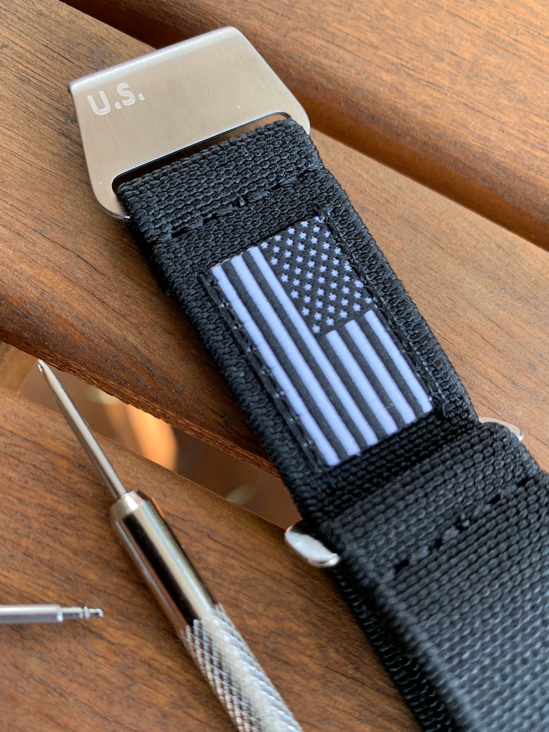 US Military / Marine Nationale Nylon Watch Strap / Stainless Steel ...