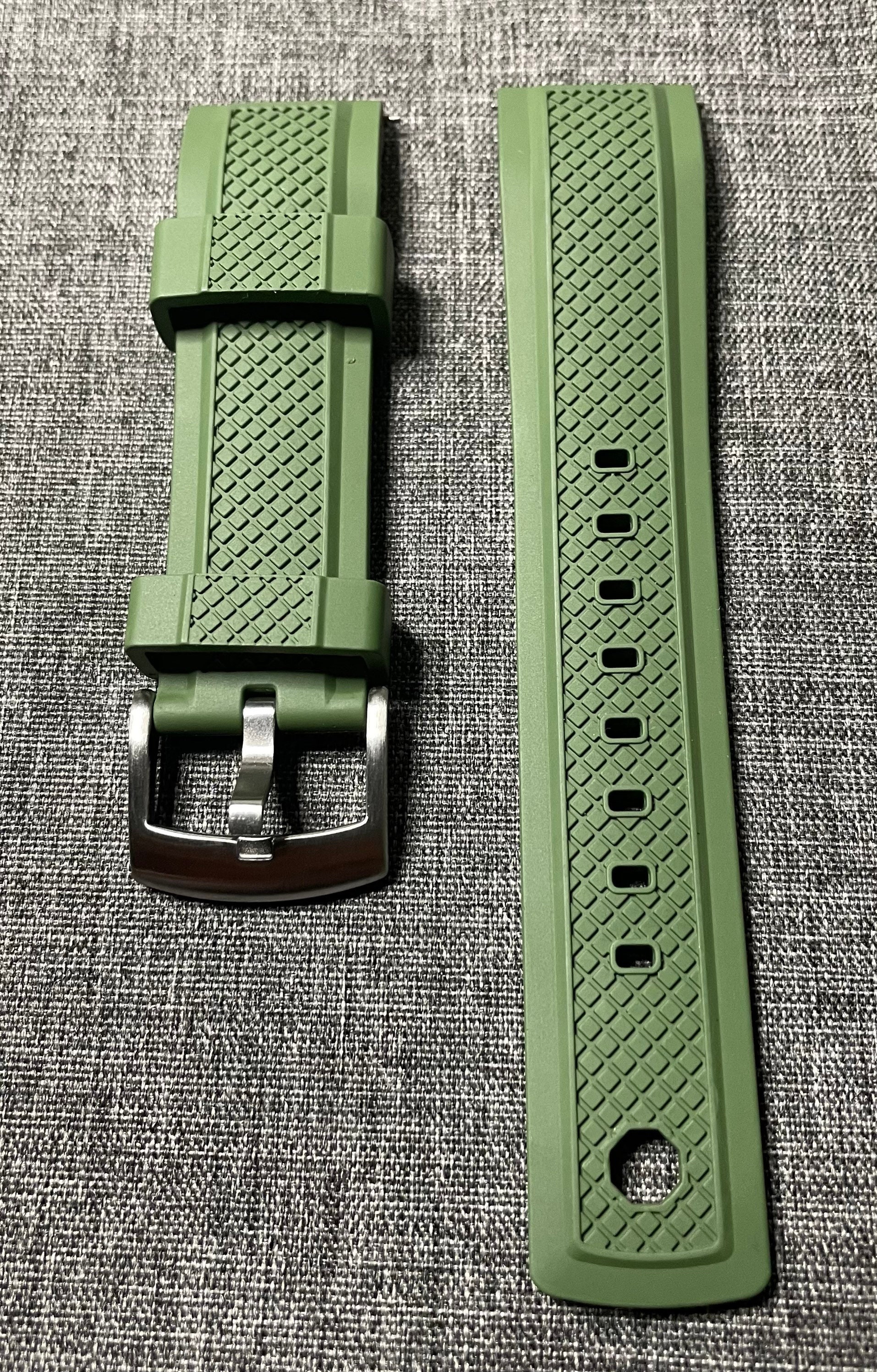 3rd Gen FKM Rubber Waffle Summit Strap / Green 20/22mm / Strap - Etsy
