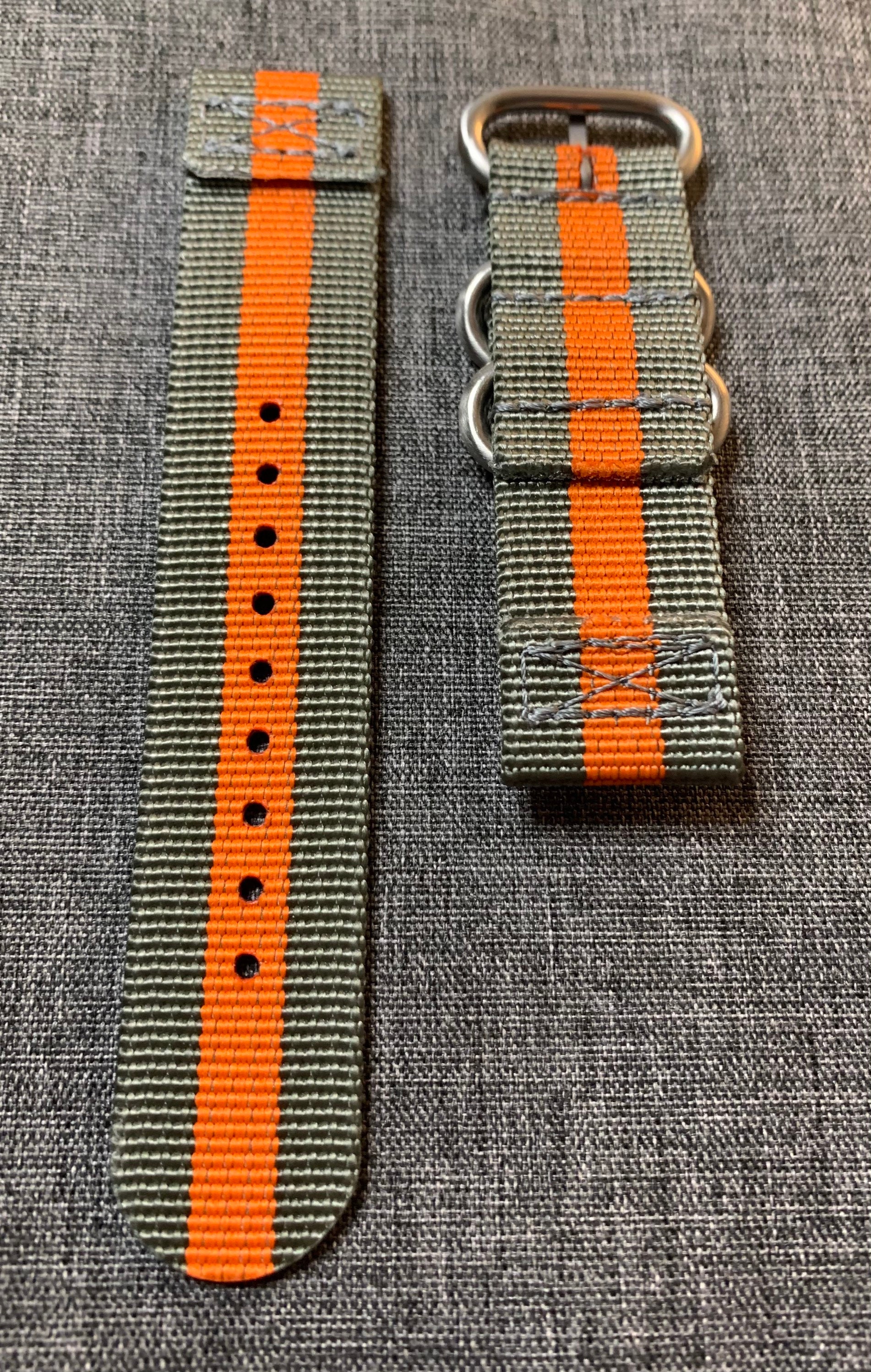 Nylon Sports Watch Strap / 2 Piece Premium Nylon / Grey Orange - Etsy