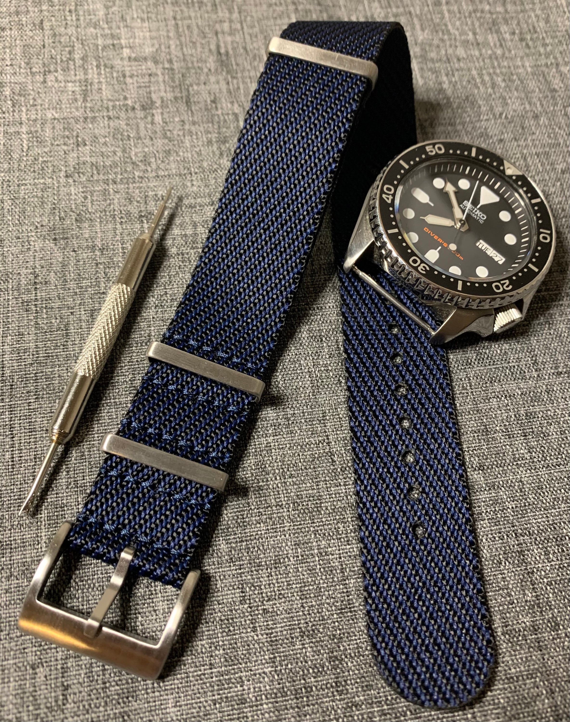 Premium Military Nylon Belt Watch Strap / Black Blue Weaved | Etsy