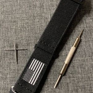 US Military Marine Nationale Nylon Watch Strap / PVD Black Steel / New ...