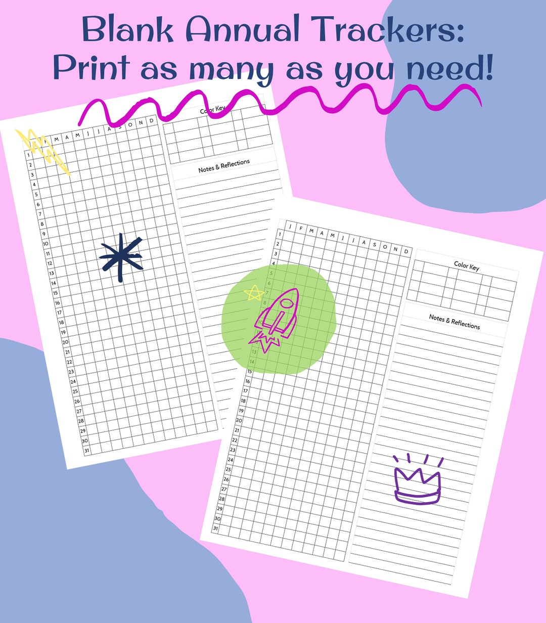 Annual Tracking Page -- Print Front and Back | Habit Tracker | Health ...