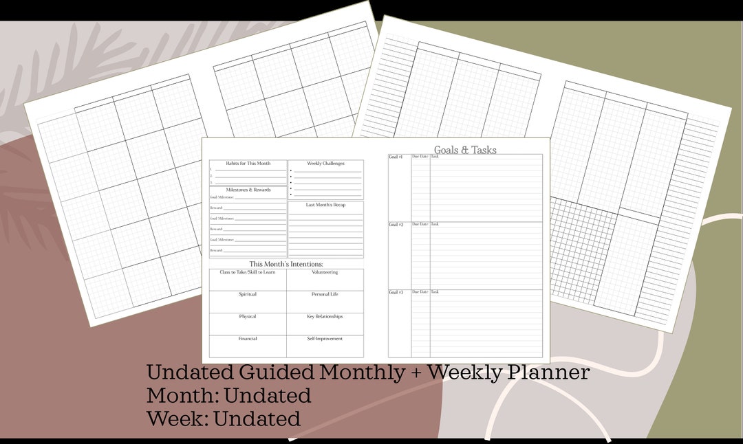 Undated Guided Planner - One Month - Etsy