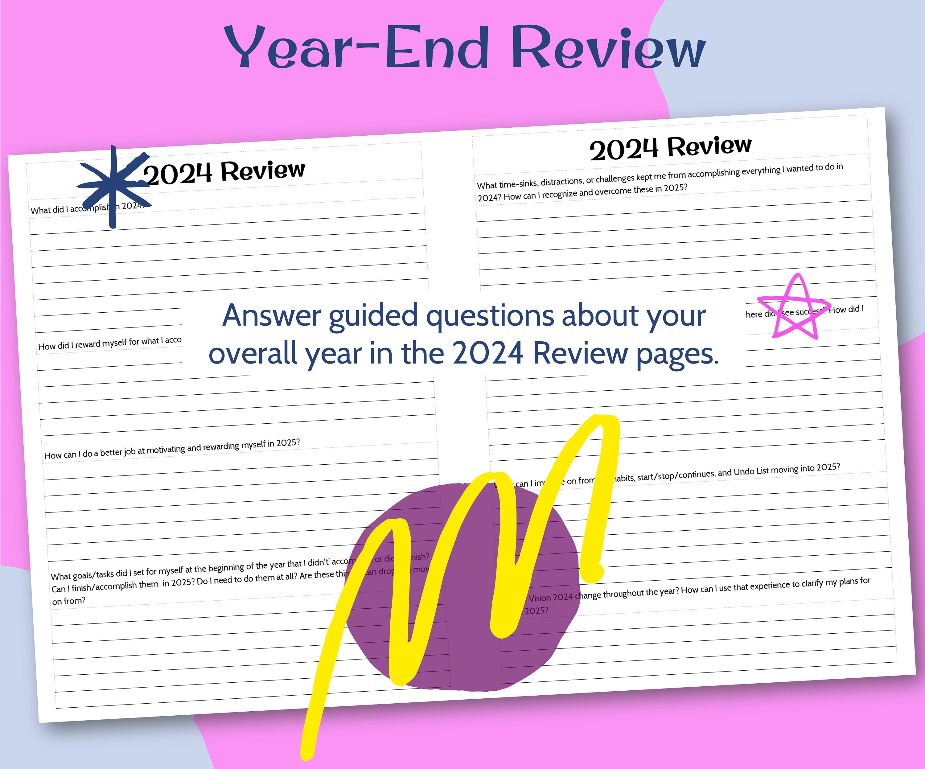 2024 Year-end Planner Kit End of Year Recaps Yearly Goal Review ...