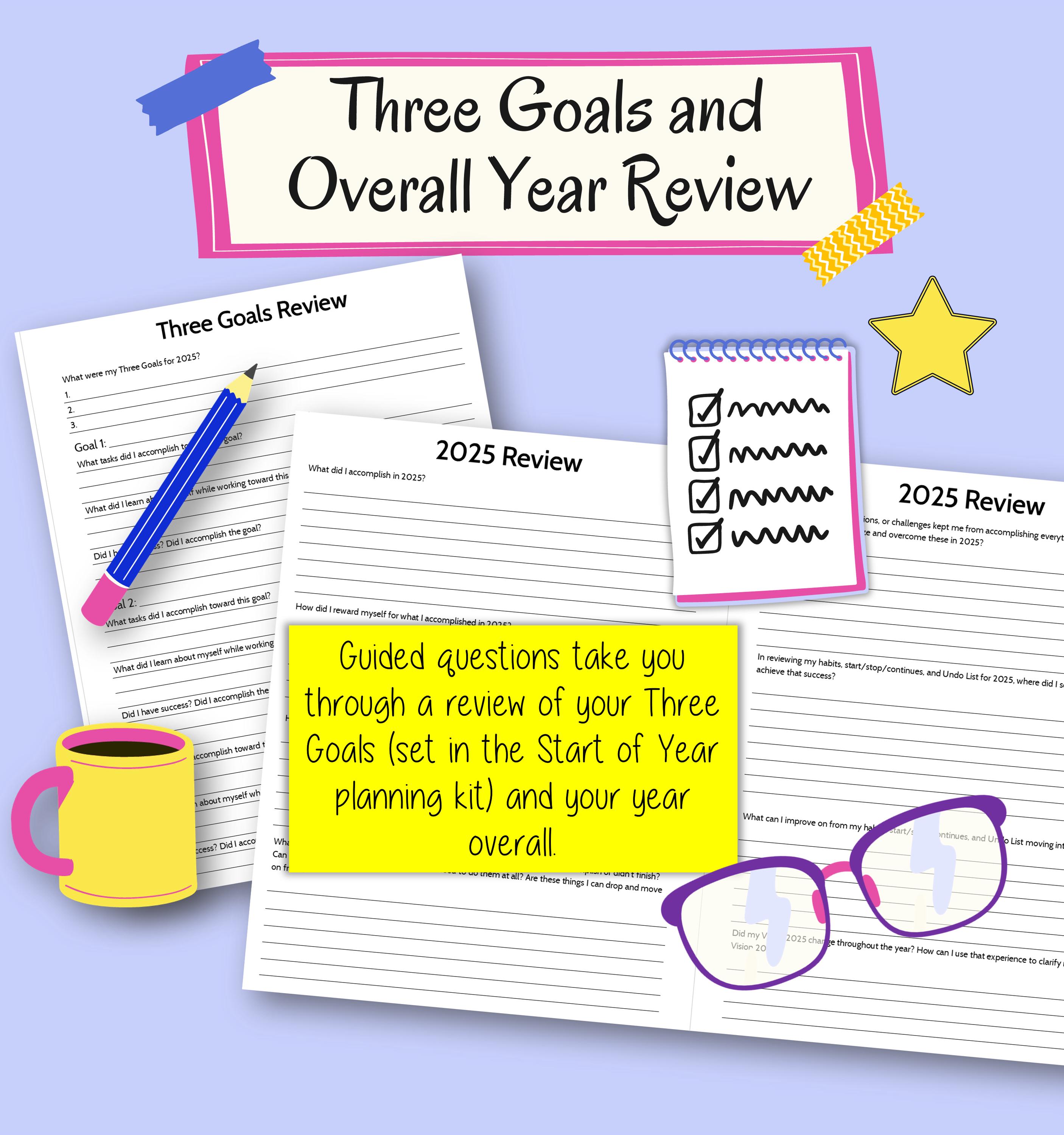 2025 Year-end Planner Kit -- End of Year Recaps | Yearly Goal Review ...