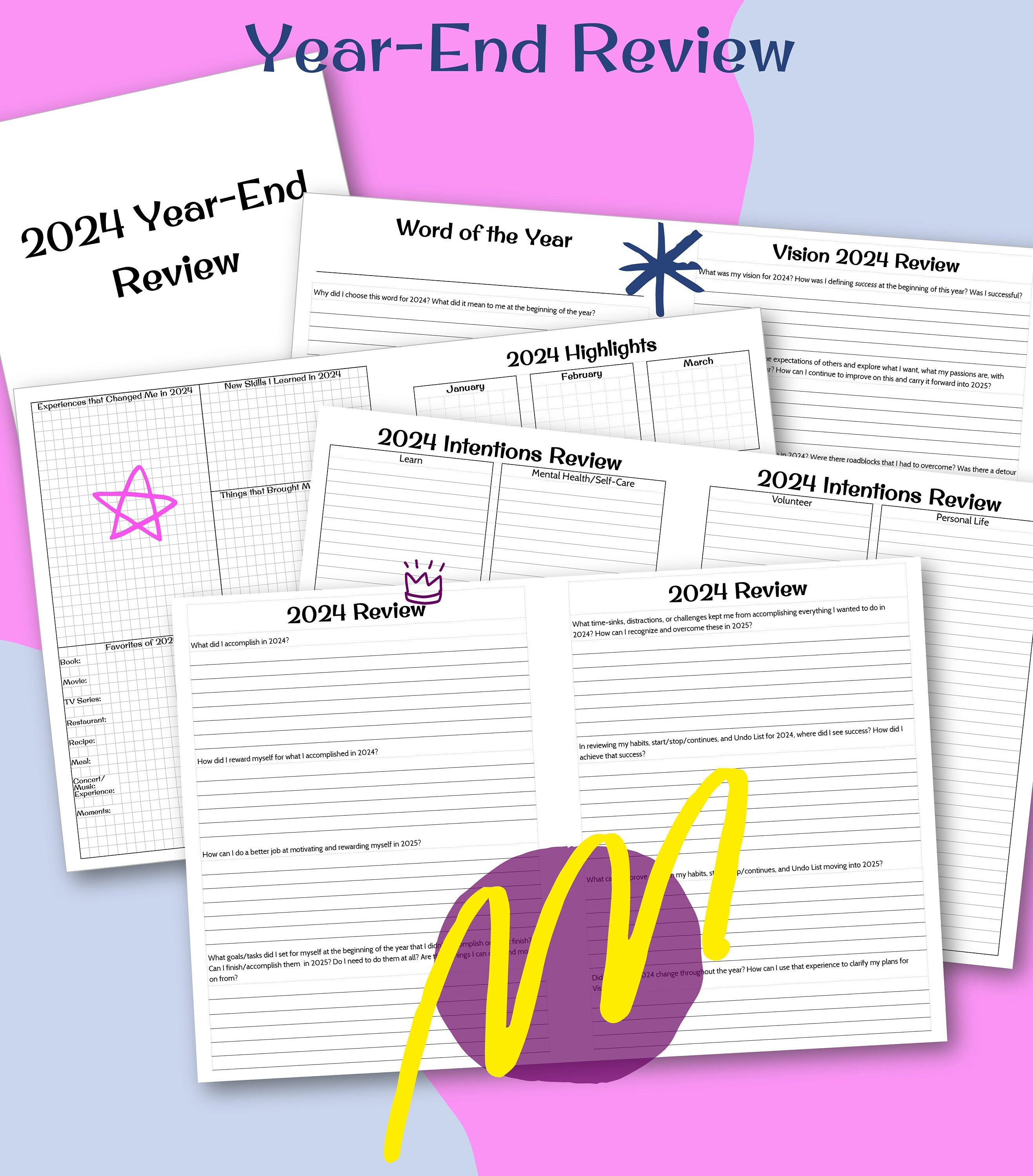 2024 Year-end Planner Kit End of Year Recaps Yearly Goal Review ...