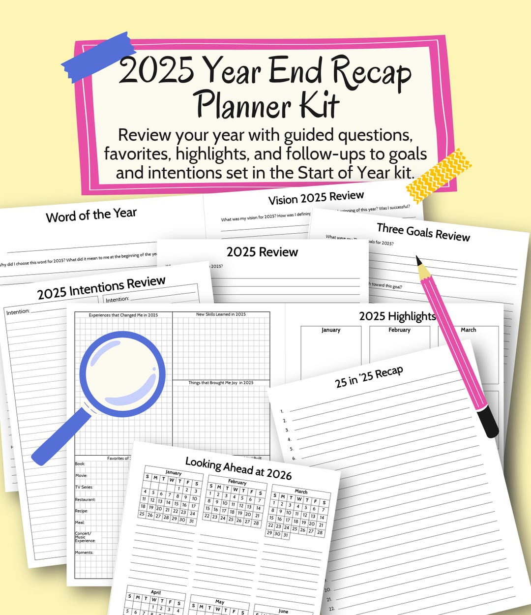 2025 Year-end Planner Kit -- End of Year Recaps | Yearly Goal Review ...