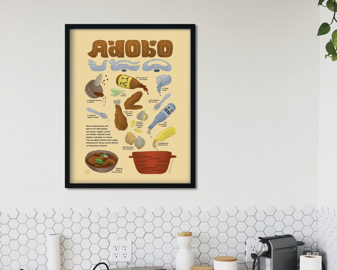 Chicken Adobo Recipe Art, Printable Art, Philippines Wall Decor ...