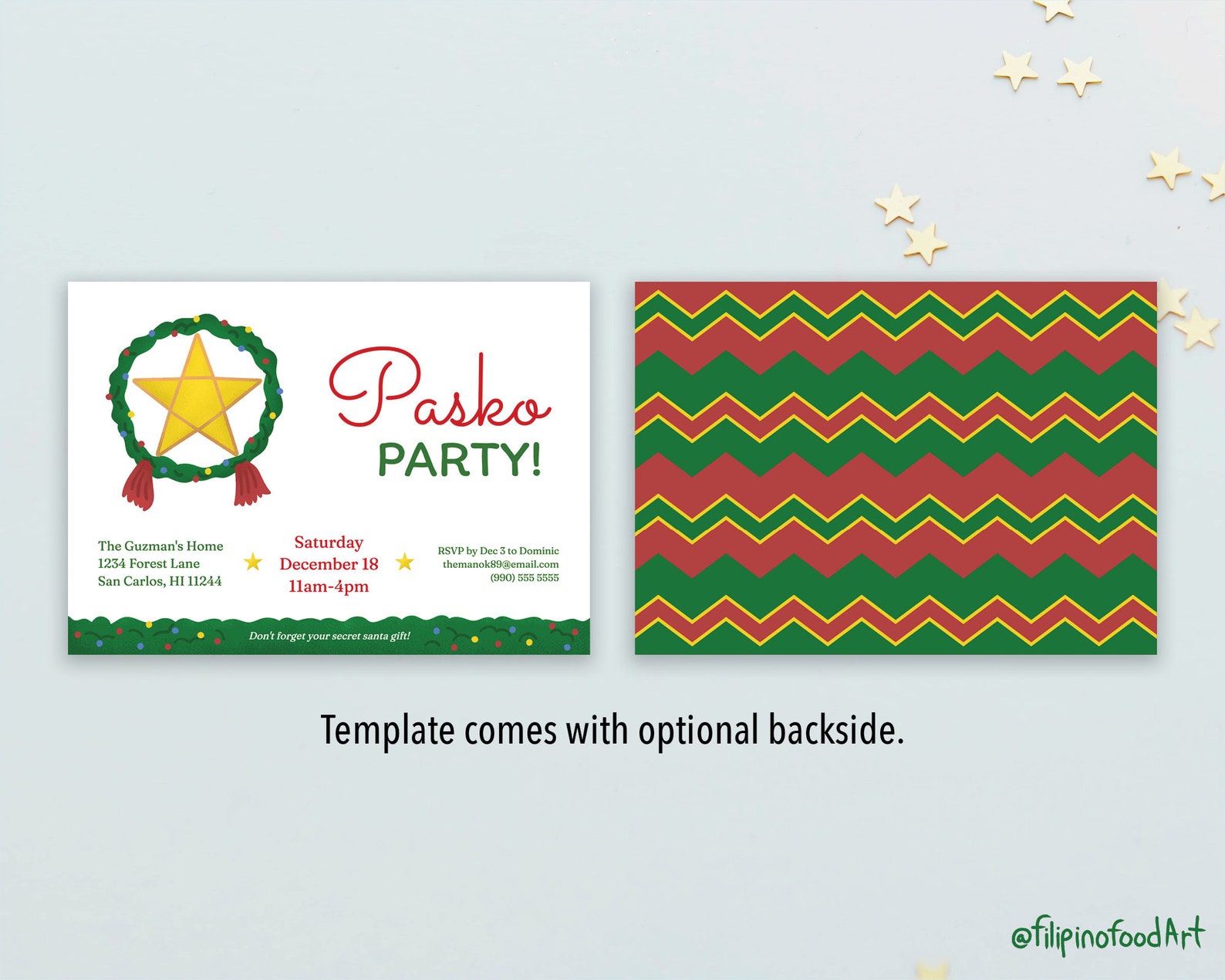 Pasko Party Parol Filipino Christmas Invitation, Party Invite ...