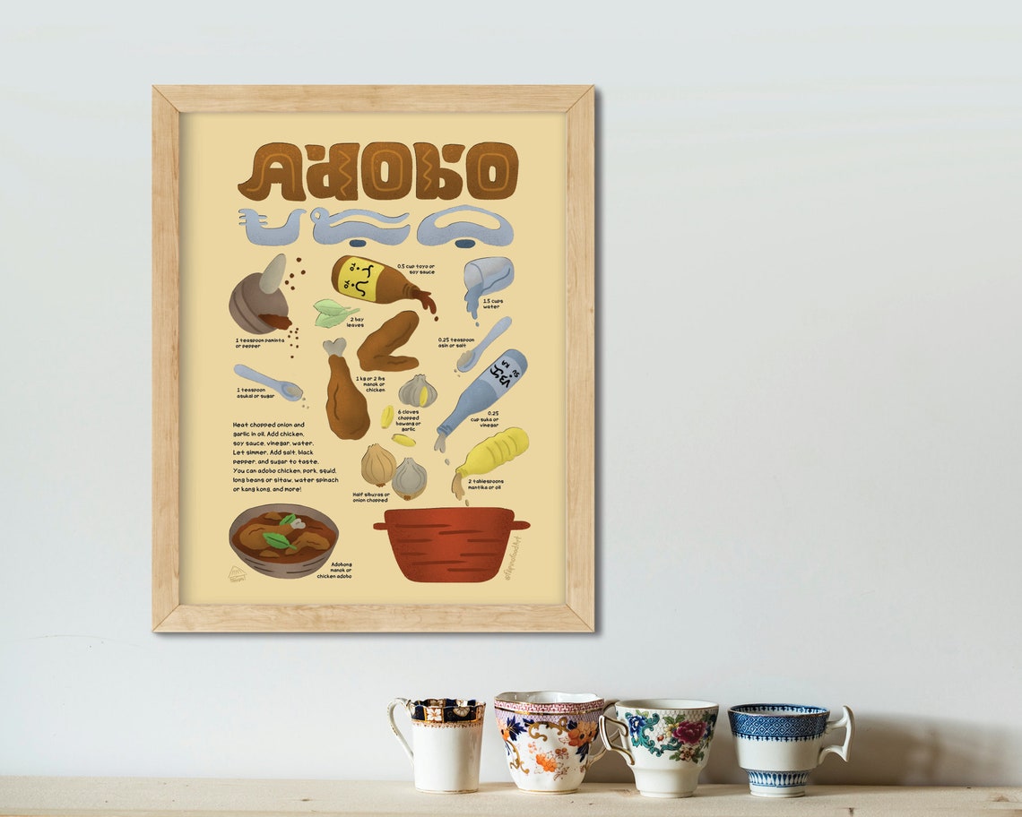 Chicken Adobo Recipe Art Printable Art Philippines Wall - Etsy