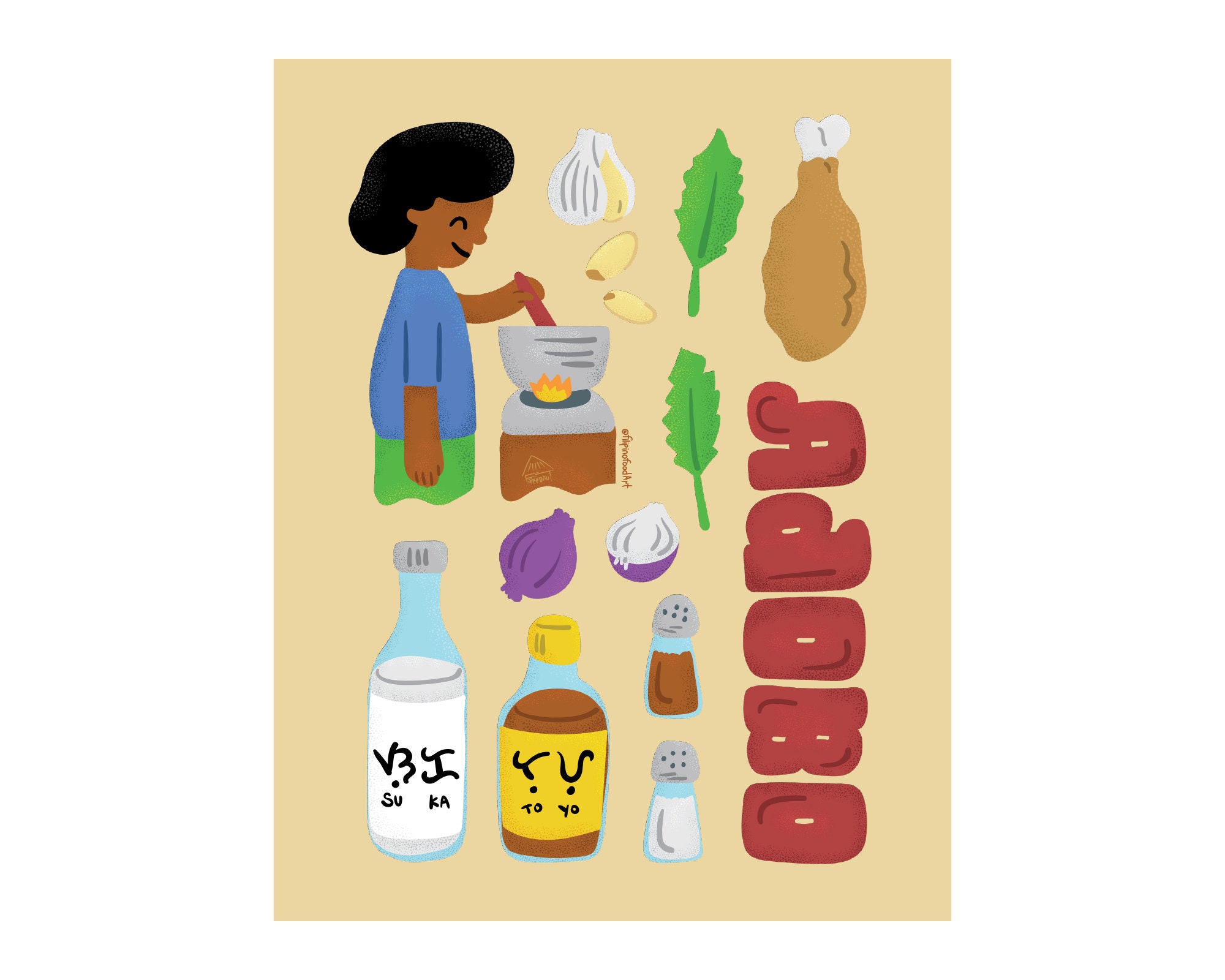 Cute Adobo Recipe, Printable Art, Philippines Wall Decor, Downloadable ...
