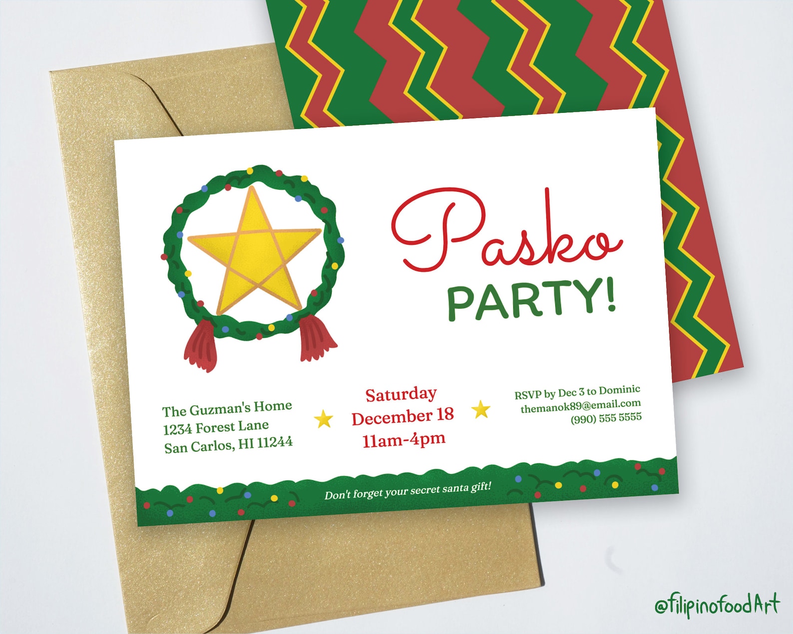 Pasko Party Parol Filipino Christmas Invitation, Party Invite ...