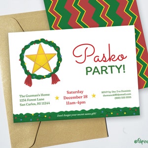 Pasko Party Parol Filipino Christmas Invitation, Party Invite ...