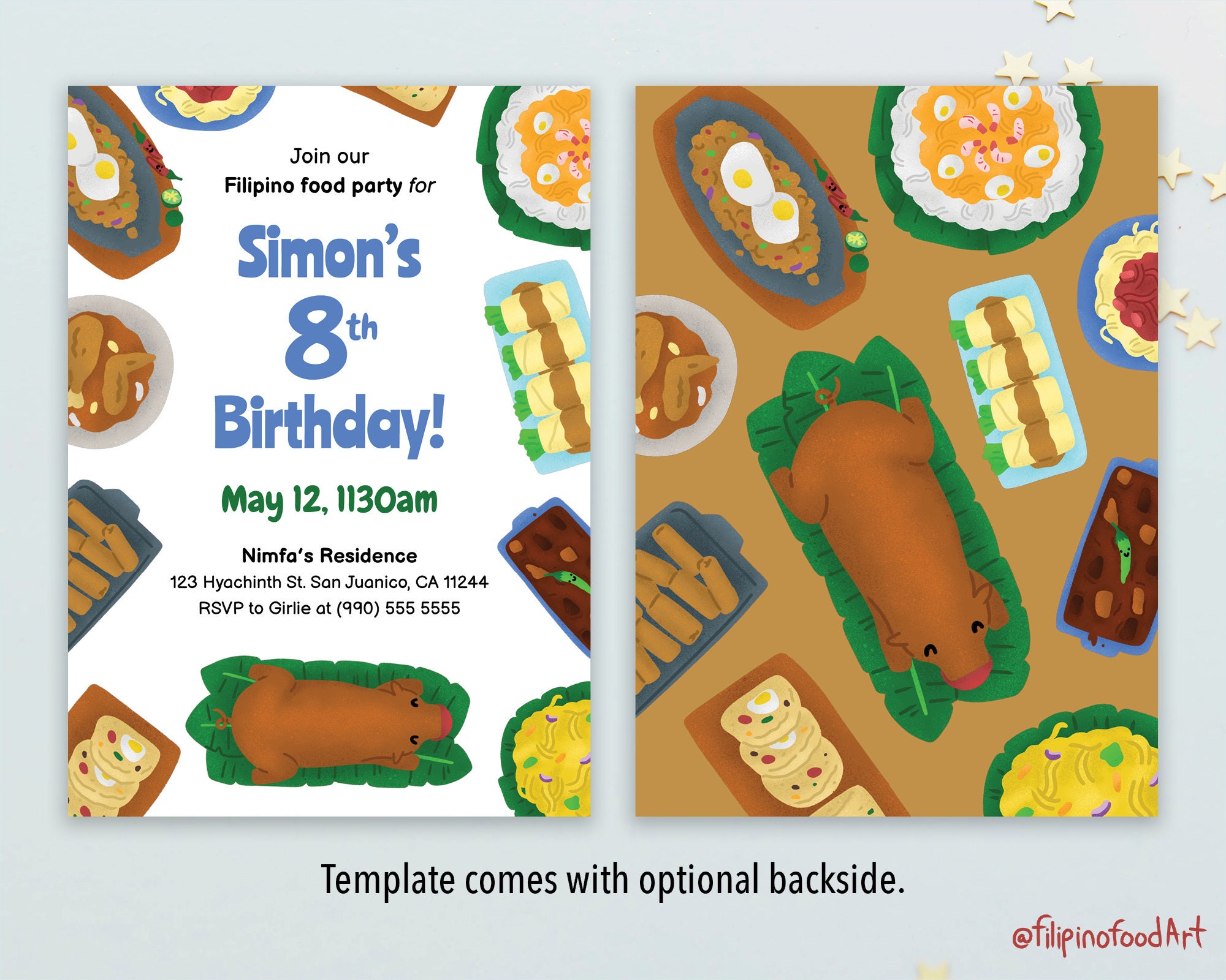 Filipino Food Party Invitation, Kids Party Invite for Girls Boys ...