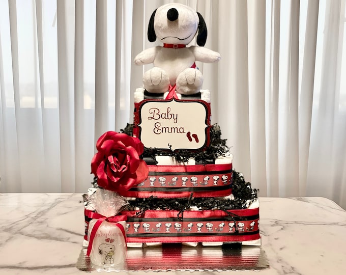 Baby Shower Gift-red and Black Snoopy Baby Girl Diaper Cake - Etsy