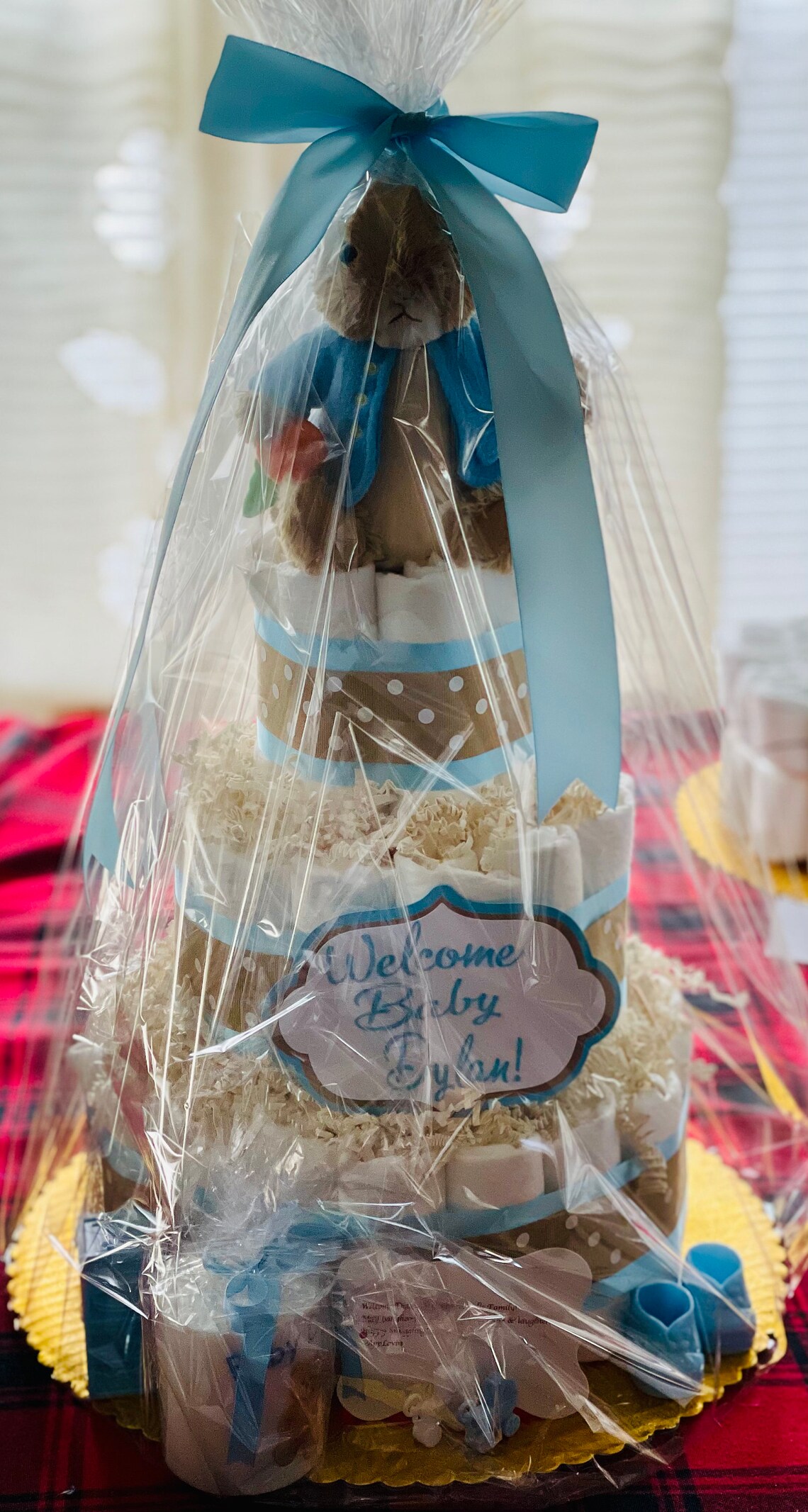 Baby Shower Gift-blue and Beige Polka Dot Bunny Rabbit Baby - Etsy