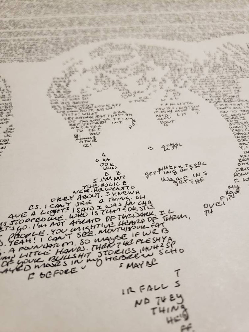 Goonies Handwritten Movie Script Poster With Silhouettes of Chunk ...