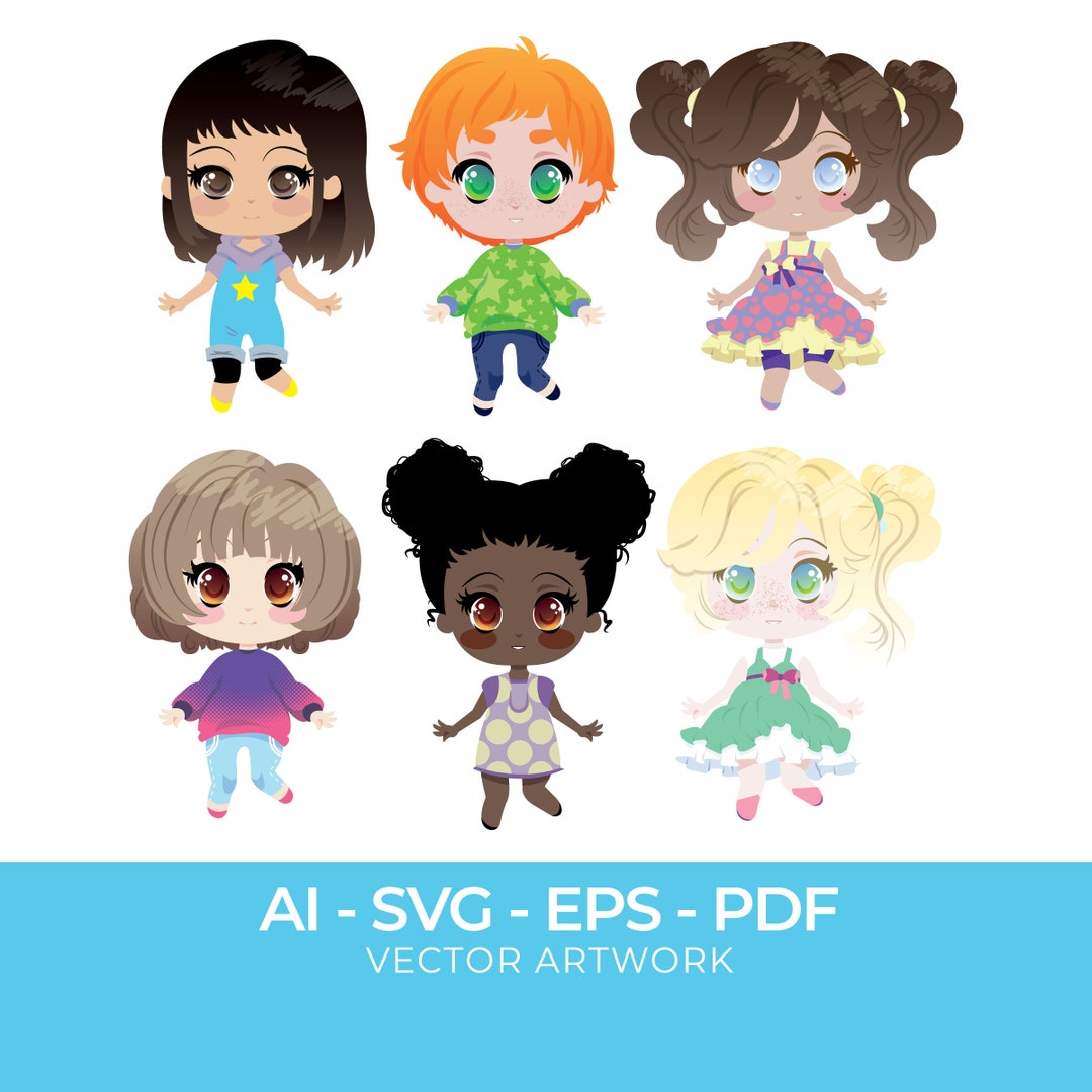 6 Character Vector Art, Children Clipart, Kids PNG, Boy and Girl SVG ...