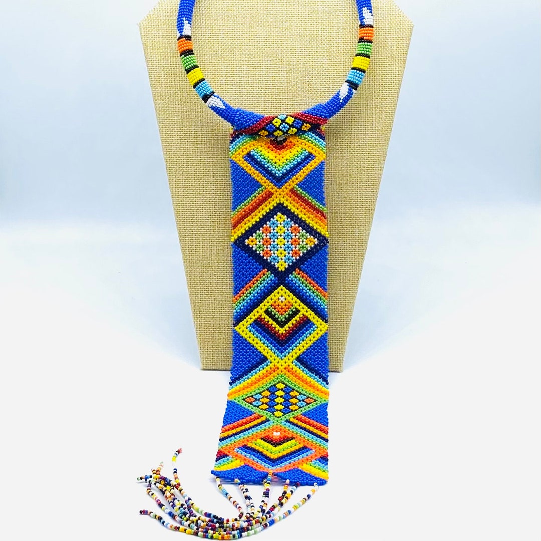 Colorful African Beaded Necklace - Etsy