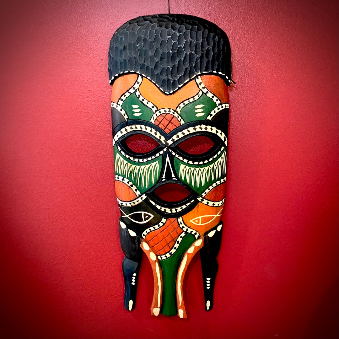 Authentic African Wooden Mask - Etsy