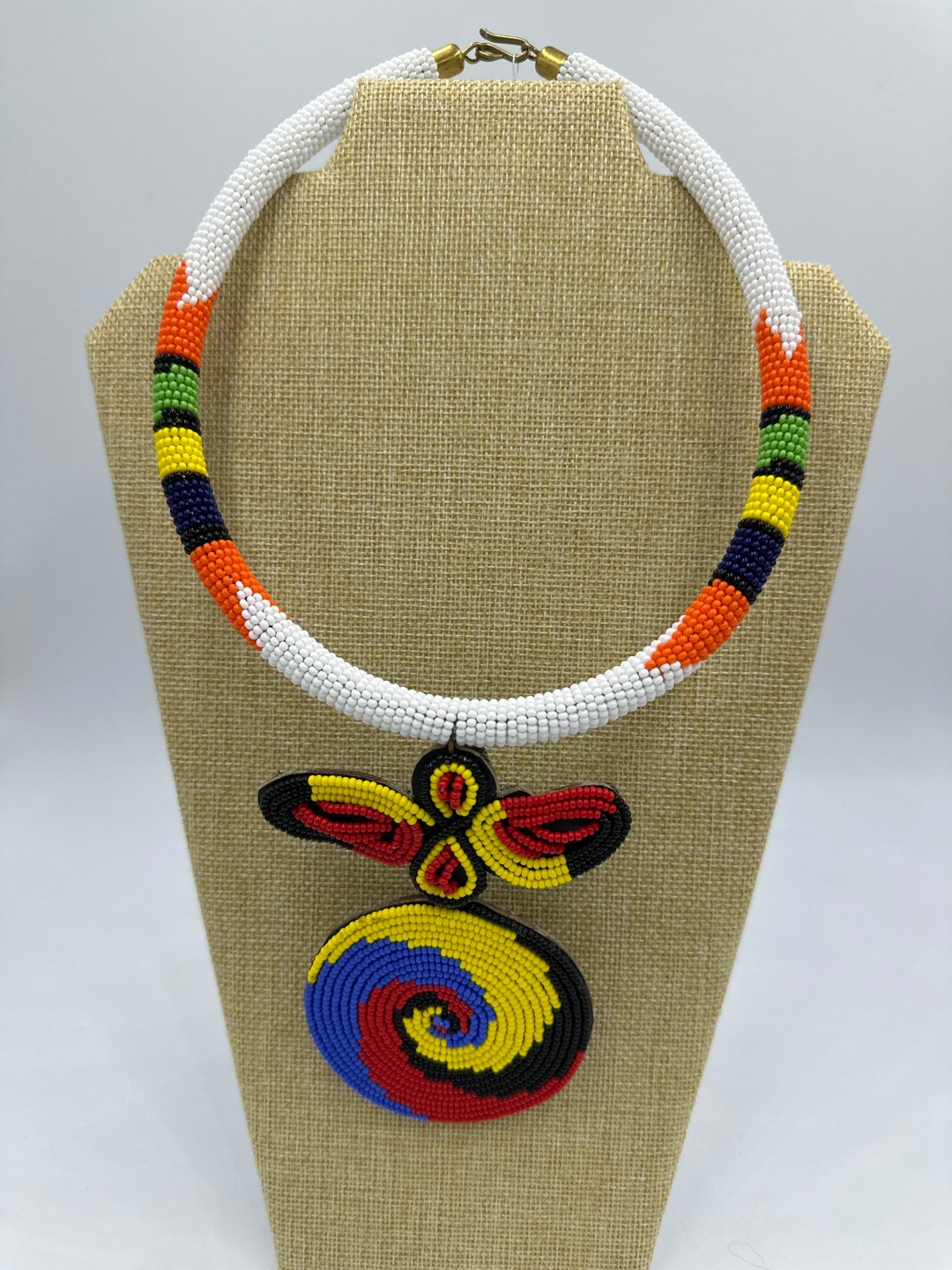 AFRICAN Art/ Kenya Beaded Necklace - Etsy