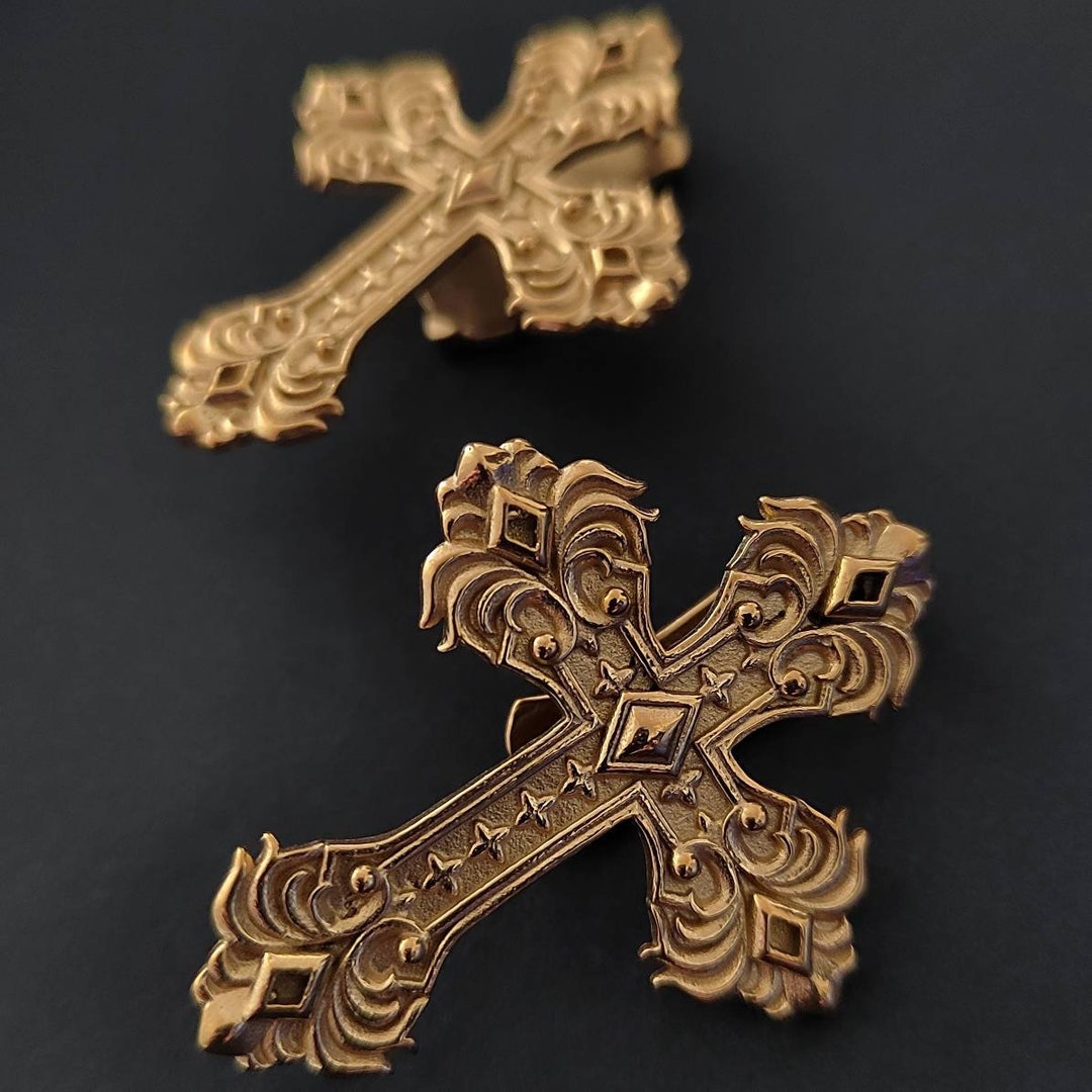 Goldcolored Baroque Cross Hangers Ab 27,50 Euro - Etsy
