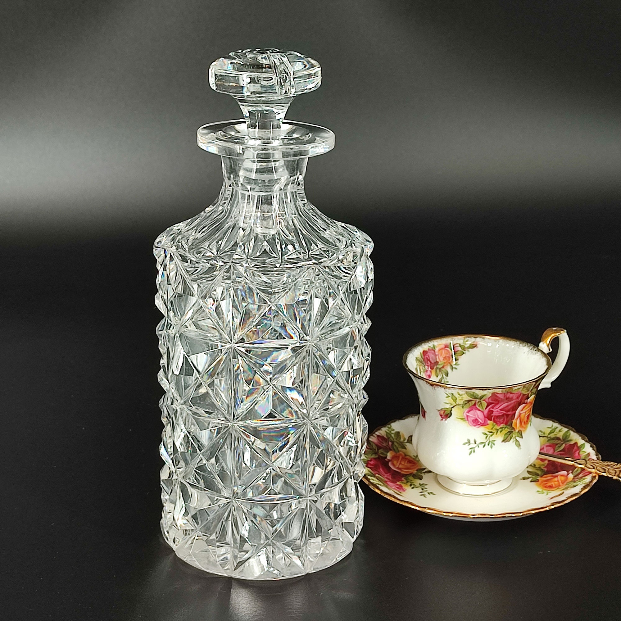 Vintage Crystal Glass Whiskey Decanter Mid Century 50s, Crystal Glass ...