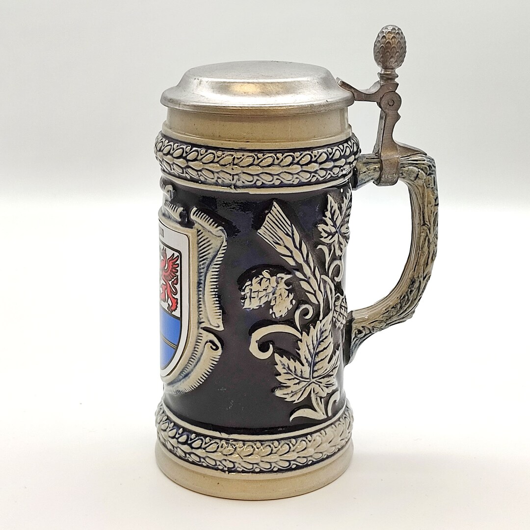 Vintage Ceramic Beer Tankard With a Pewter Lid - 560 Ml, Blue Vintage ...