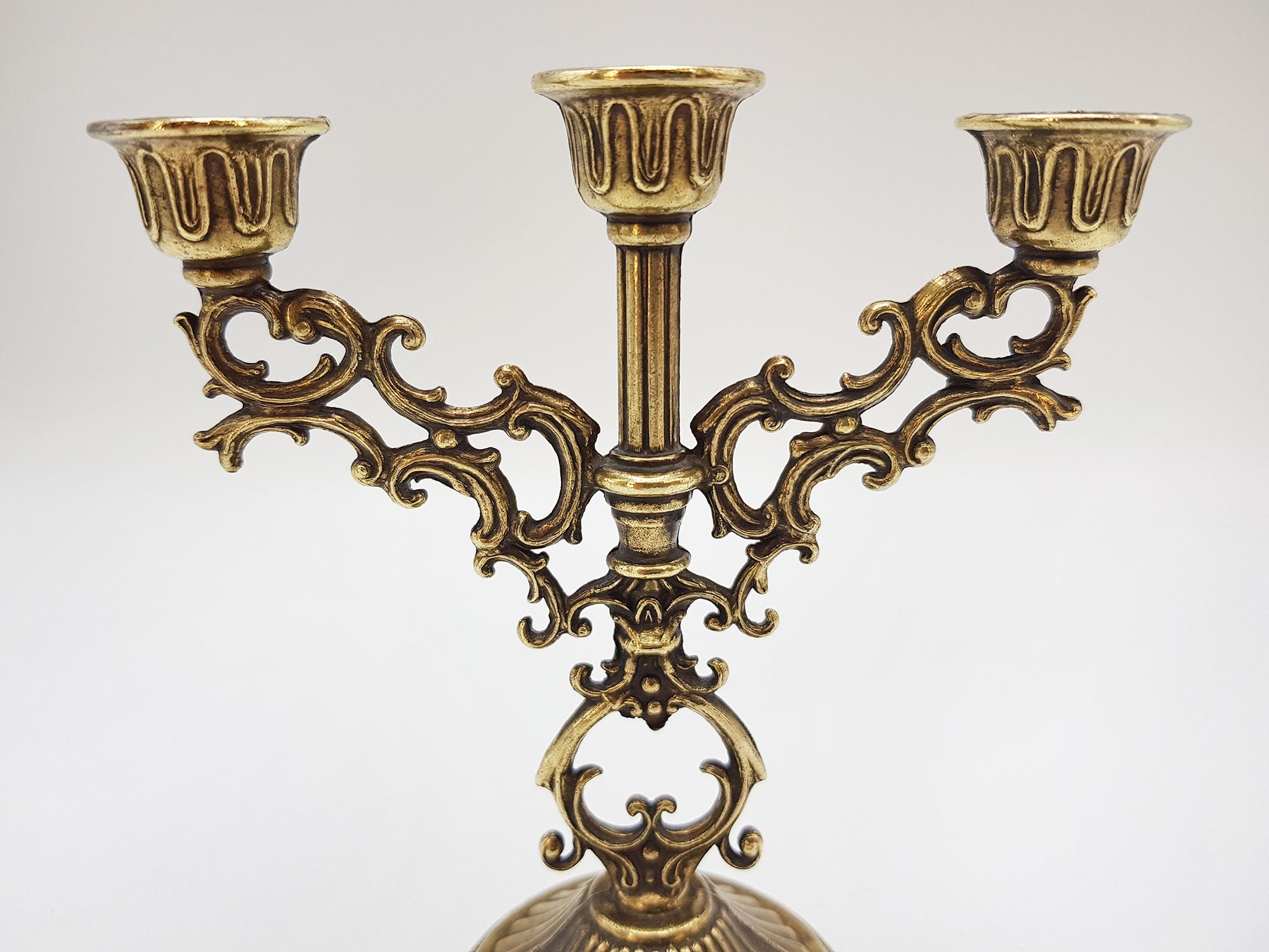 Vintage Mini Metal Candelabra, Small Art Nouveau Candle Holder, 1960s ...