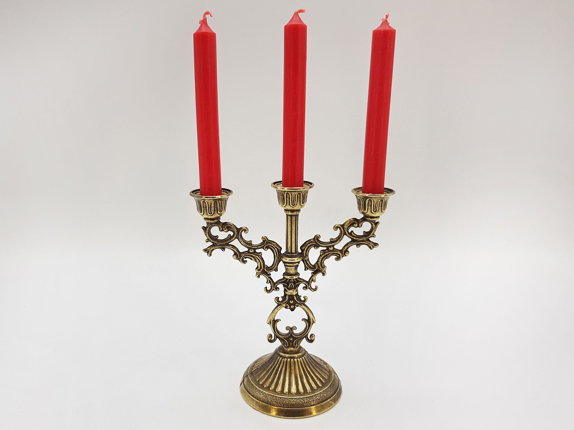 Vintage Mini Metal Candelabra, Small Art Nouveau Candle Holder, 1960s ...