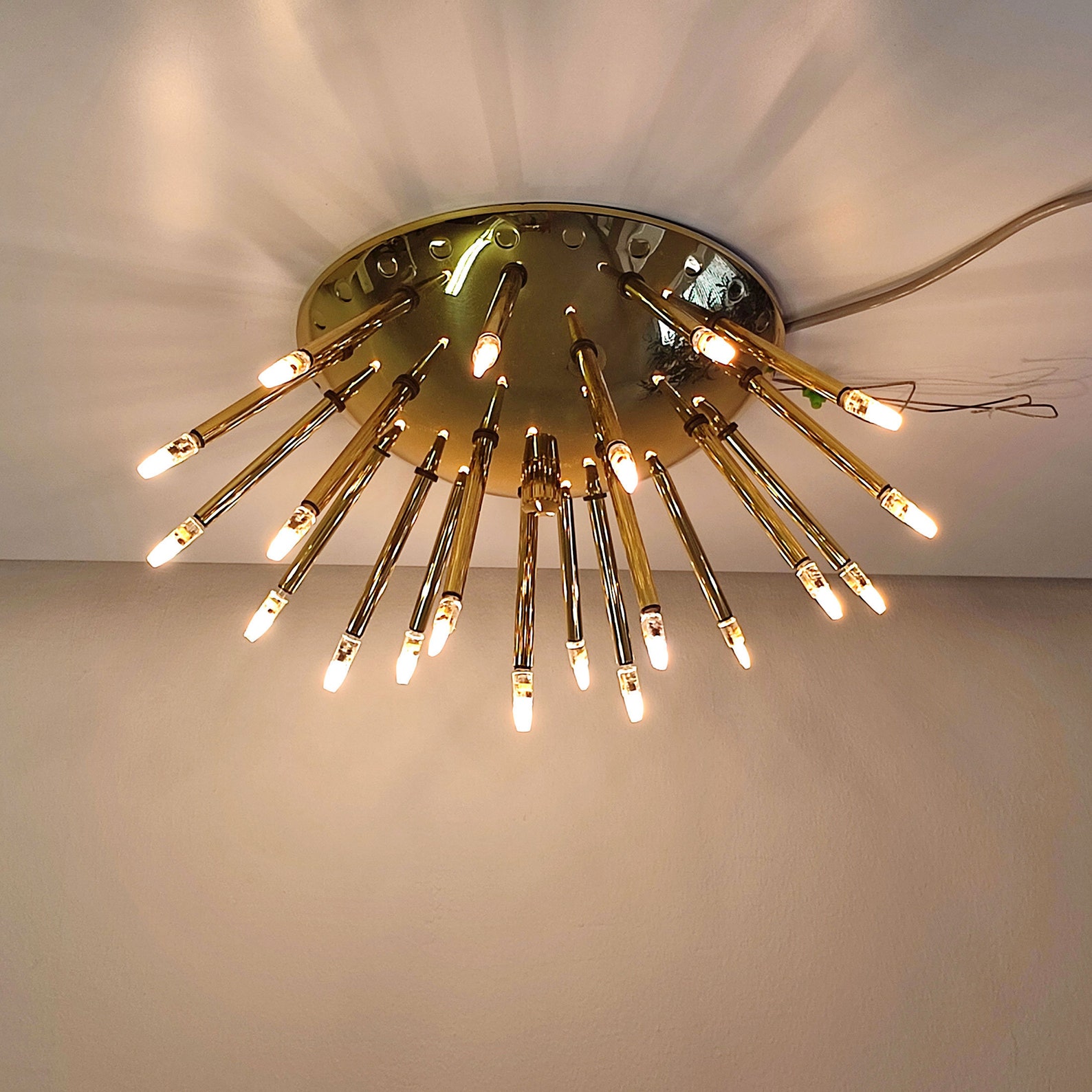 Vintage Sputnik Ceiling or Wall Lamp, Bankamp Half Ball Lamp With 20 ...