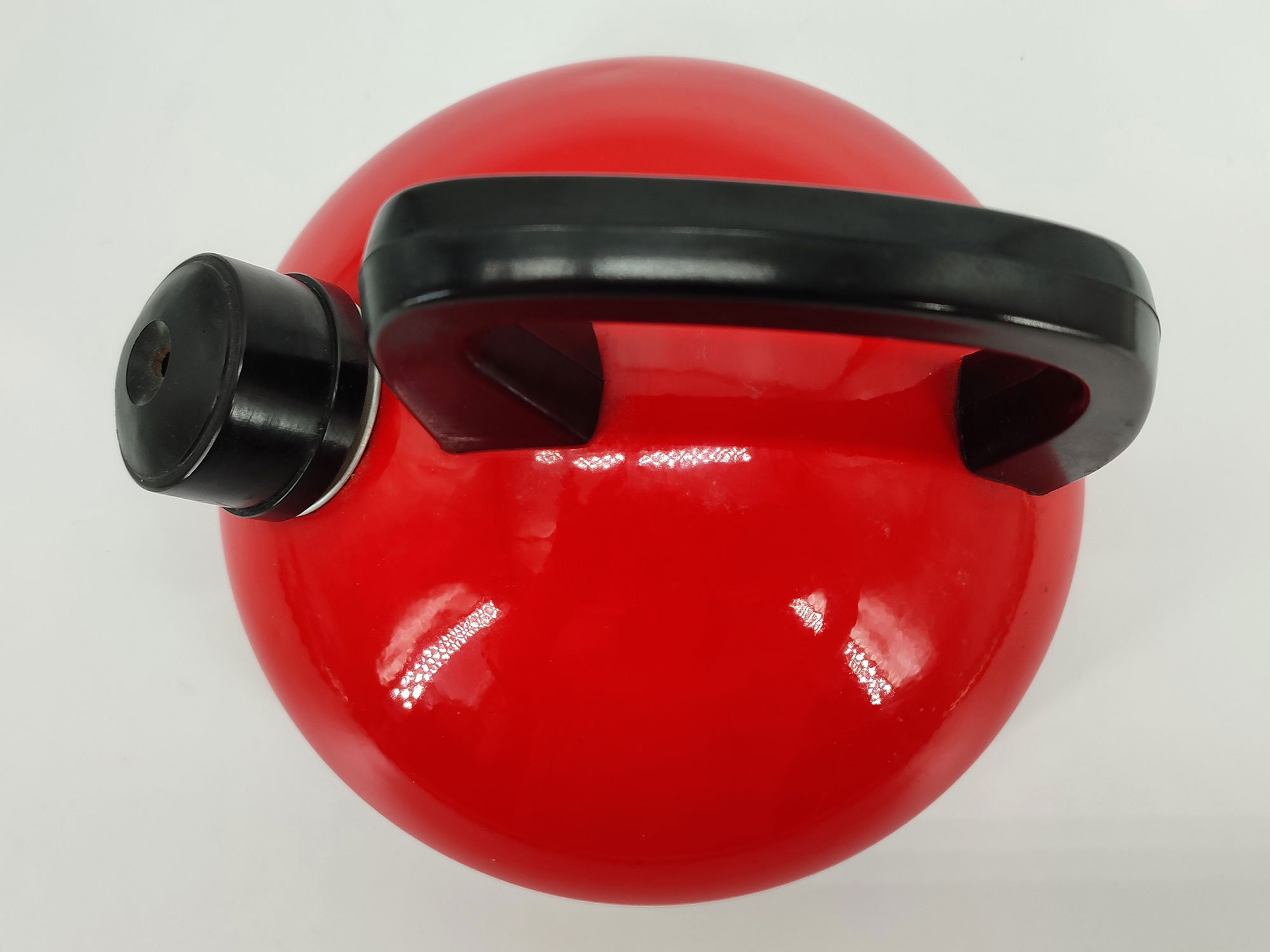 Vintage Red Whistling Kettle 70s, Mid Century Red Aluminium Enamel ...