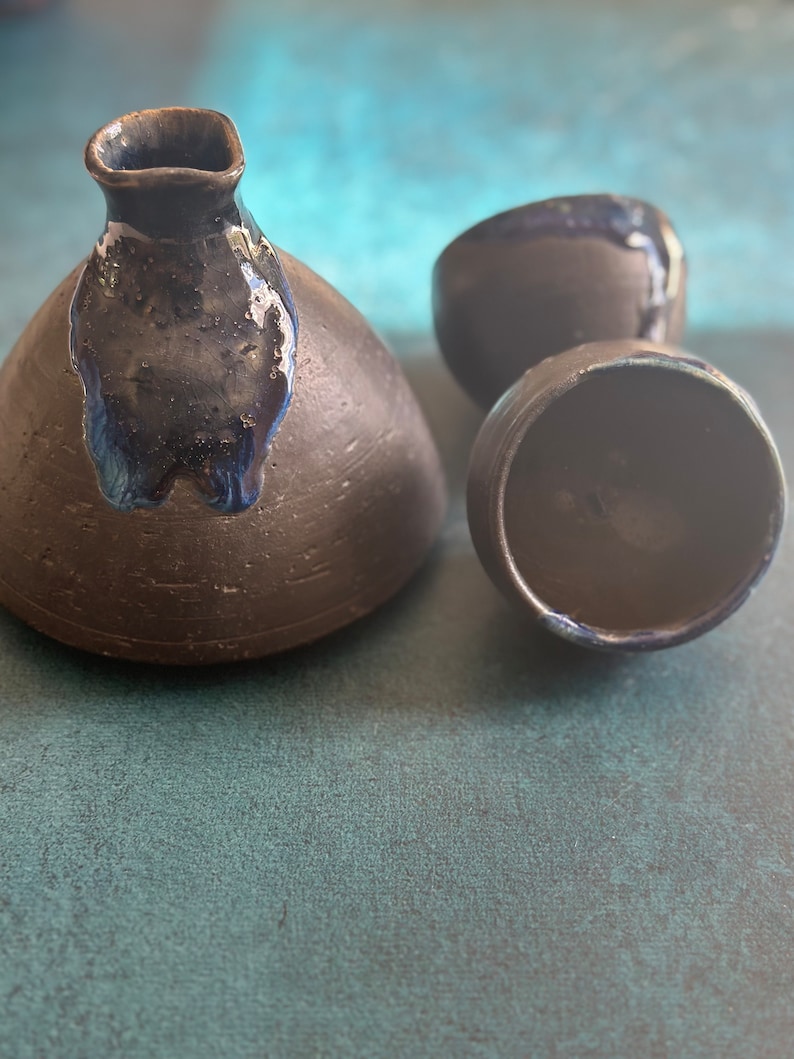 Japanese Handmade Ceramic Sake Set - 3 Piece| Ceramic Sake Tokkuri ...