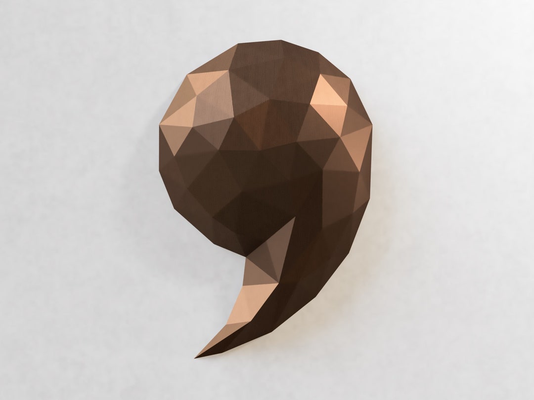 Comma Wall Décor, 3D Printed Home Décor, Polished Precious Metal, Low ...