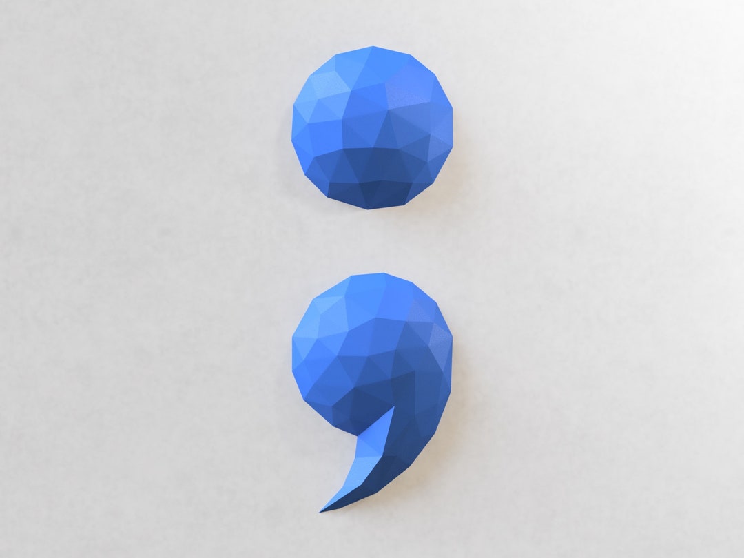 Semicolon Wall Décor, 3D Printed Home Décor, Matte Plastic, Vibrant ...