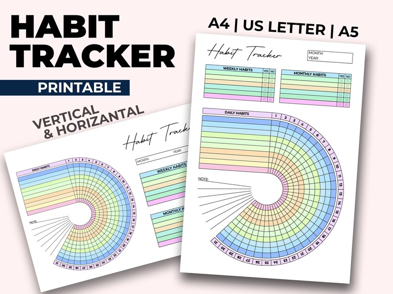 Printable Circle Habit Tracker Colorful: Daily, Weekly, Monthly Habits ...
