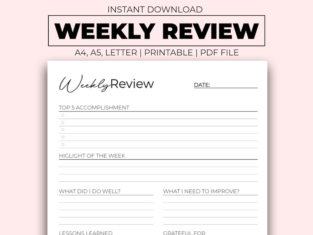 Weekly Review, Weekly Summary, Weekly Evaluation, Weekly Reflection ...